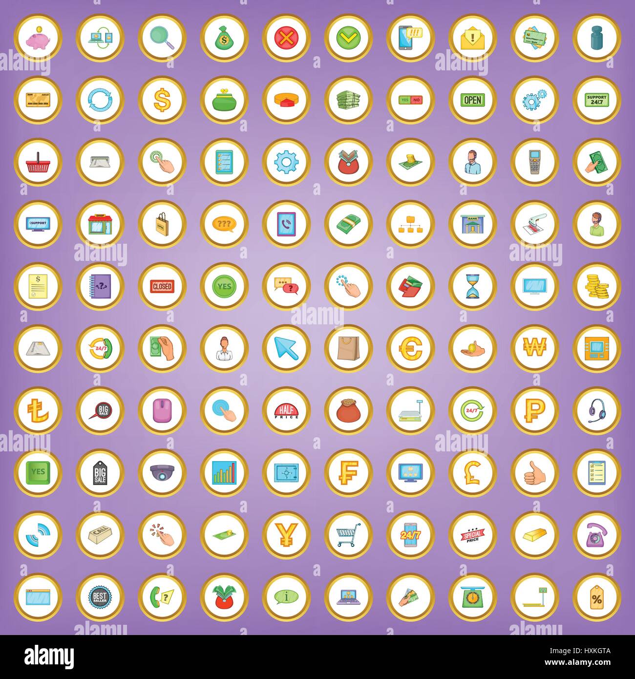 100 payment icons set in cartoon style Stock Vector Image & Art - Alamy