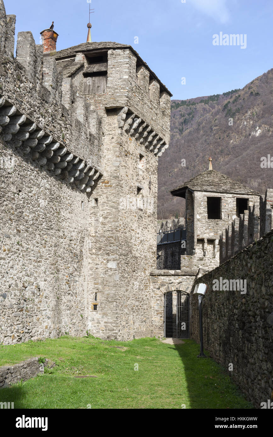 Montebello castle at Bellinzona on the Swiss alps, Unesco world ...