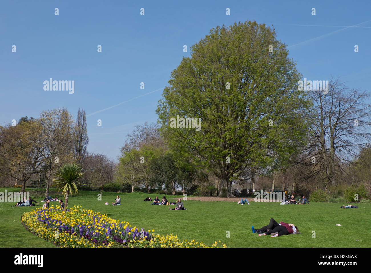 People enjoy the Spring weather at Hyde Park in London,England,UK Stock ...
