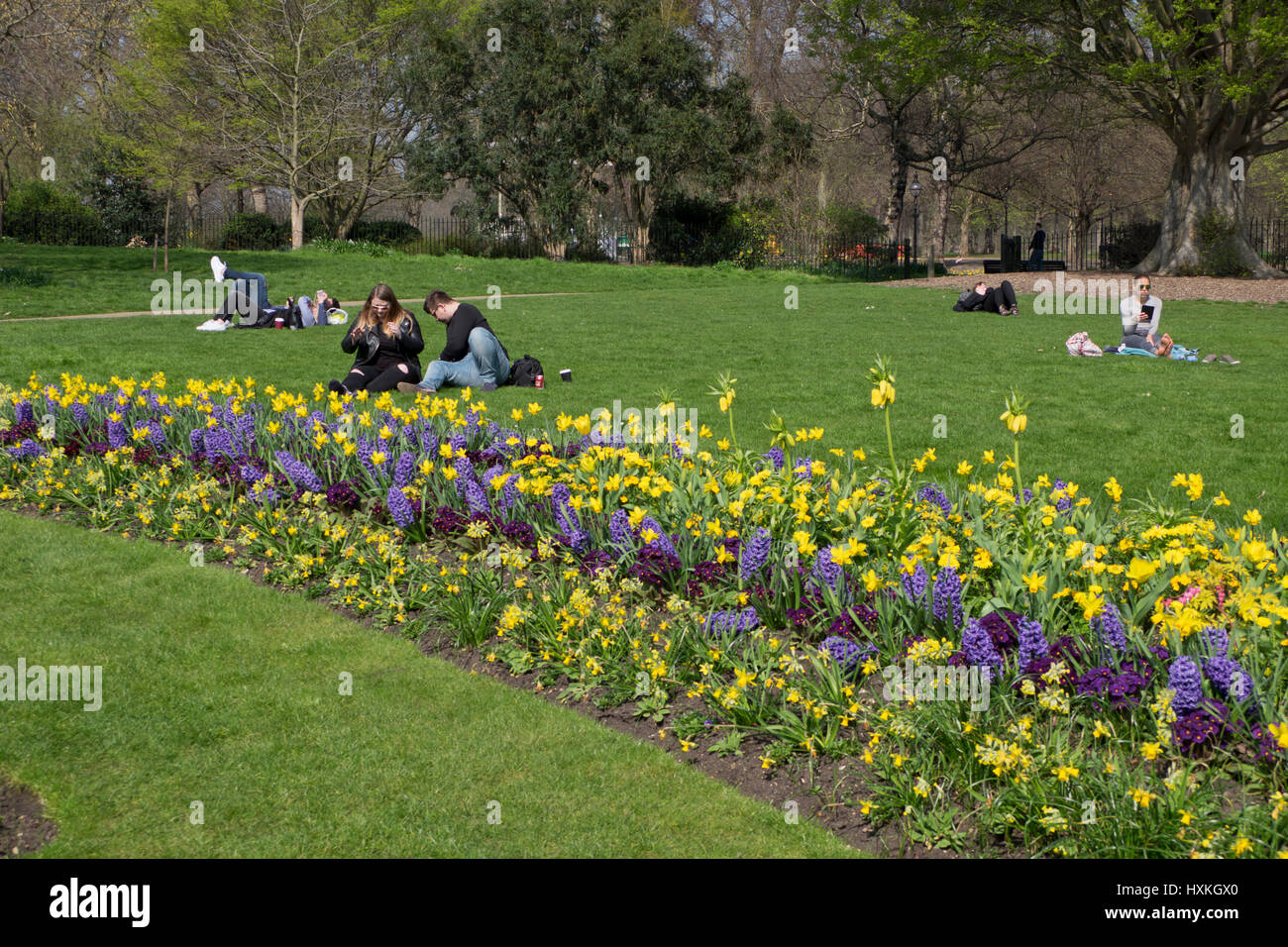 People enjoy the Spring weather at Hyde Park in London,England,UK Stock ...