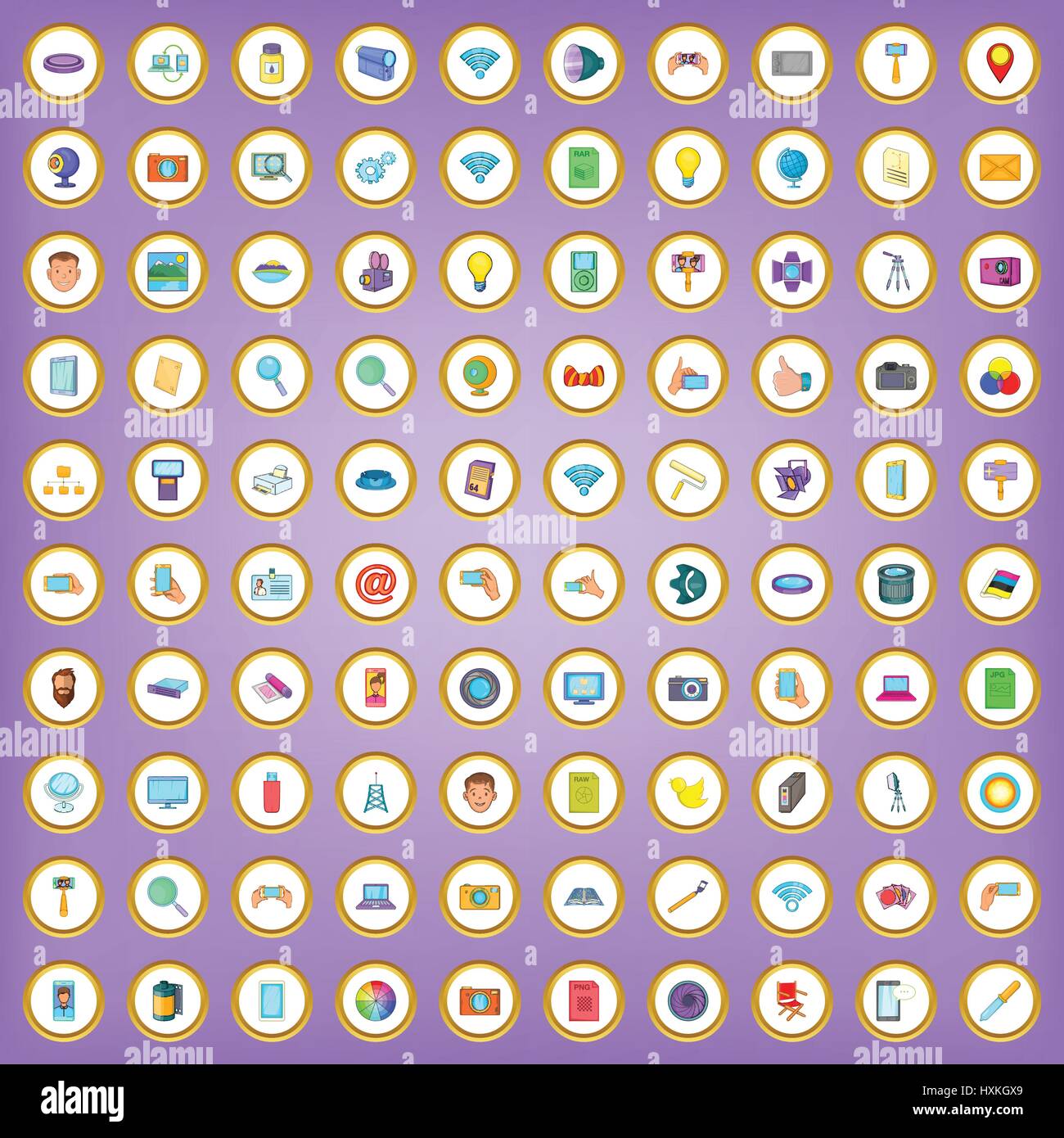 100 photo icons set in cartoon style Stock Vector Image & Art - Alamy