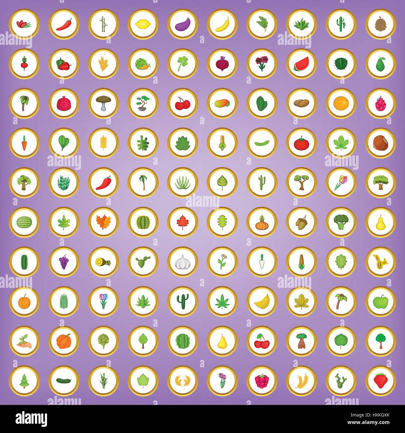 100 plant icons set in cartoon style Stock Vector Image & Art - Alamy