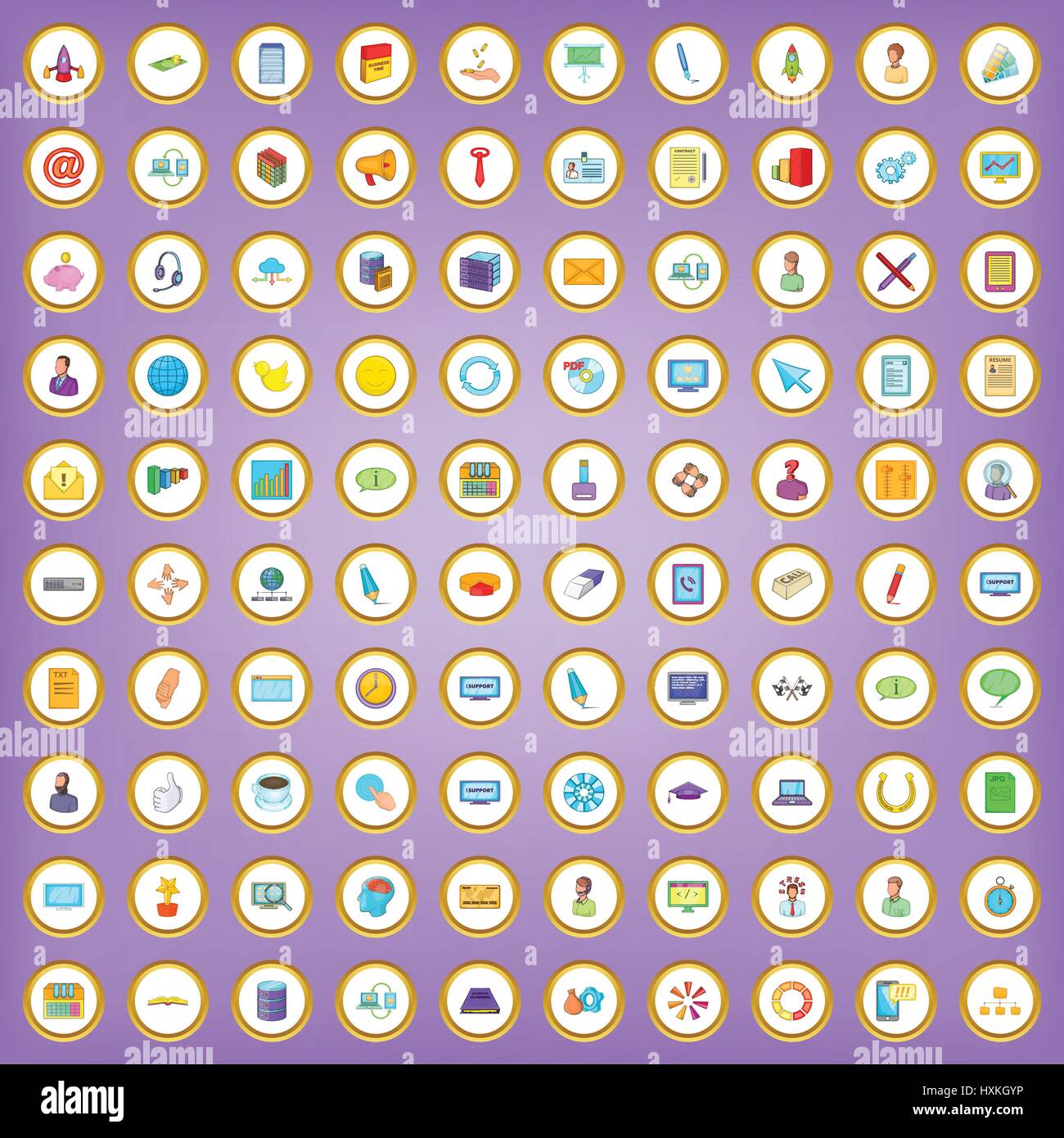 100 project management icons set in cartoon style Stock Vector Image ...