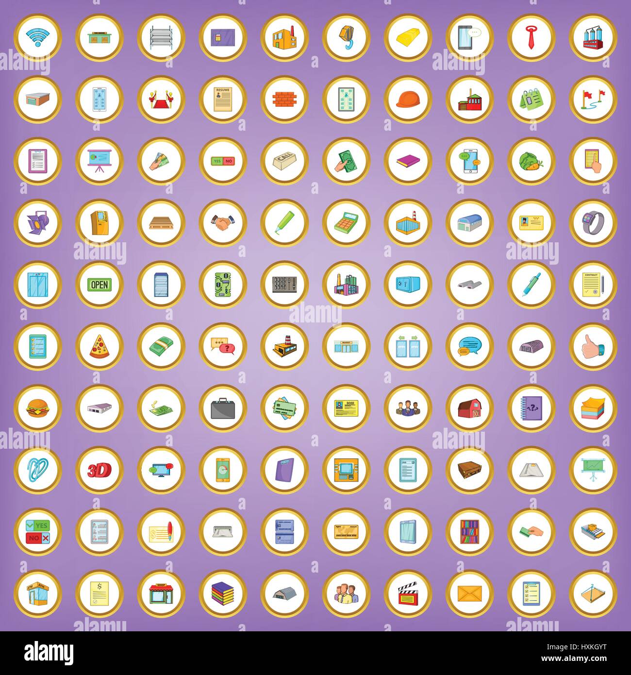 100 project planning icons set in cartoon style Stock Vector Image ...