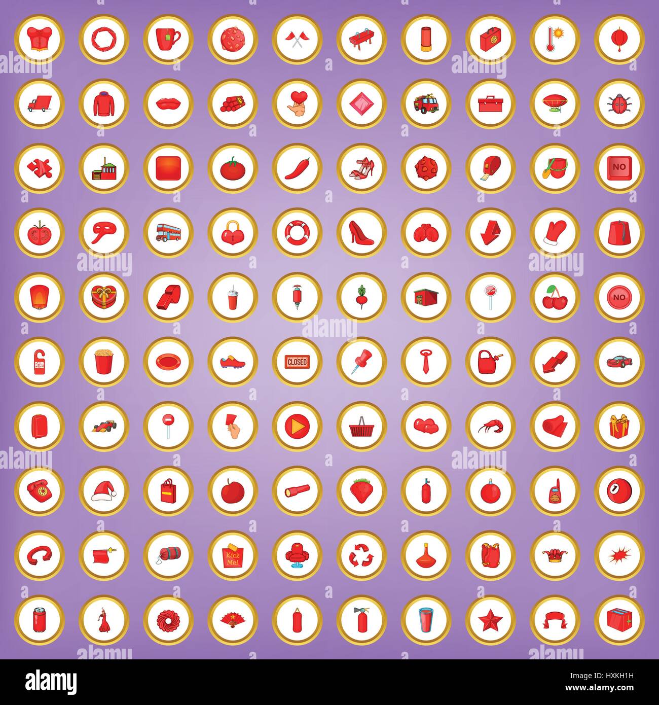 100 red icons set hi-res stock photography and images - Alamy