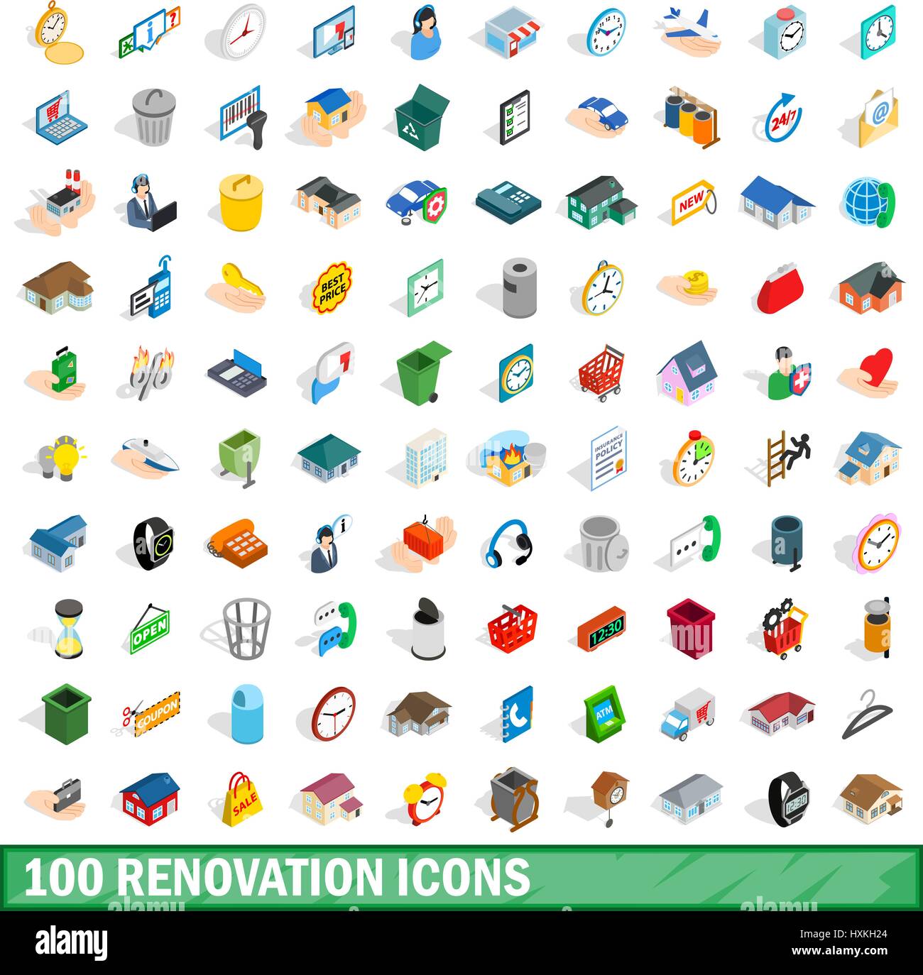100 renovation icons set, isometric 3d style Stock Vector Image & Art ...