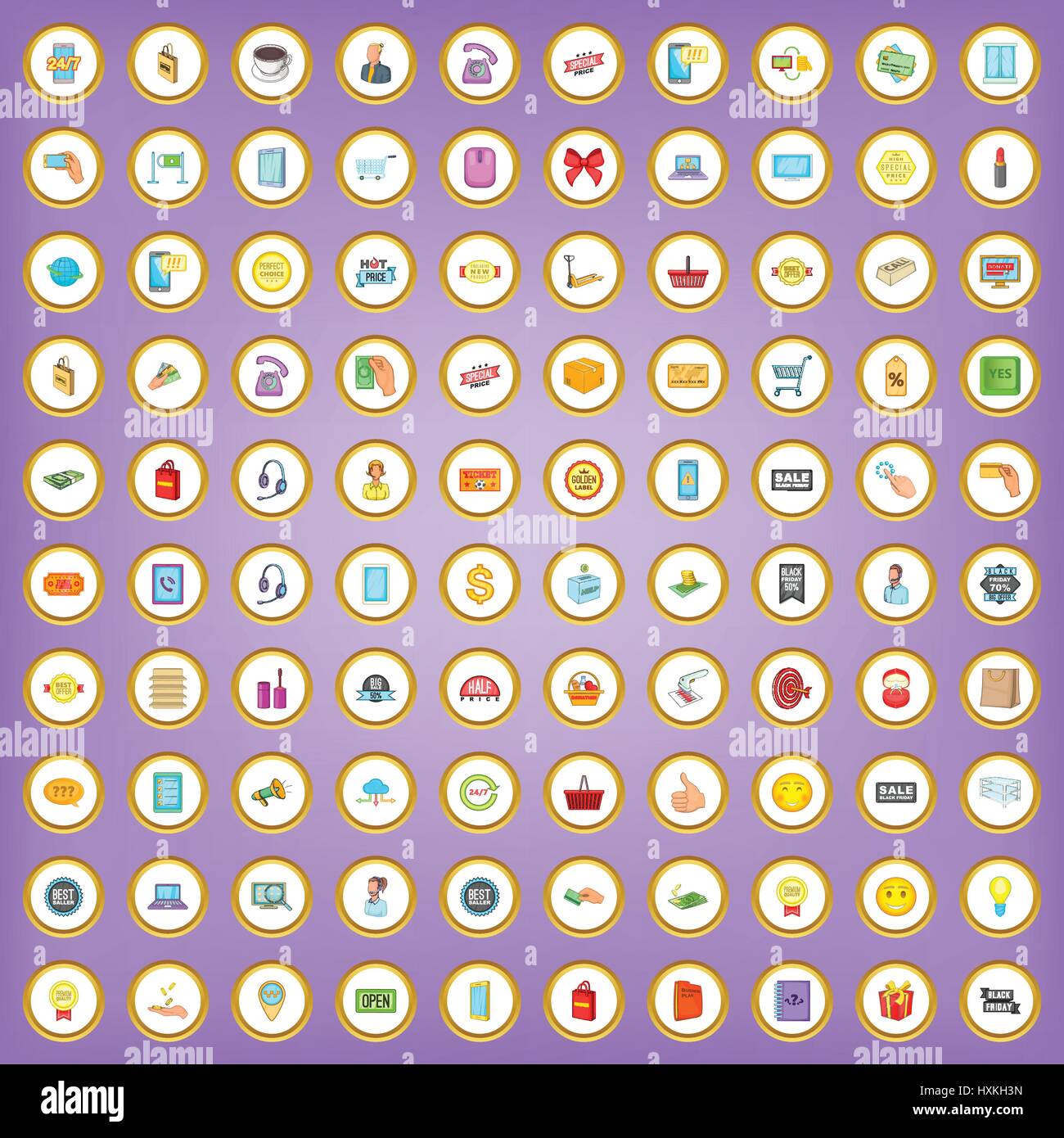 100 sale icons set in cartoon style Stock Vector Image & Art - Alamy