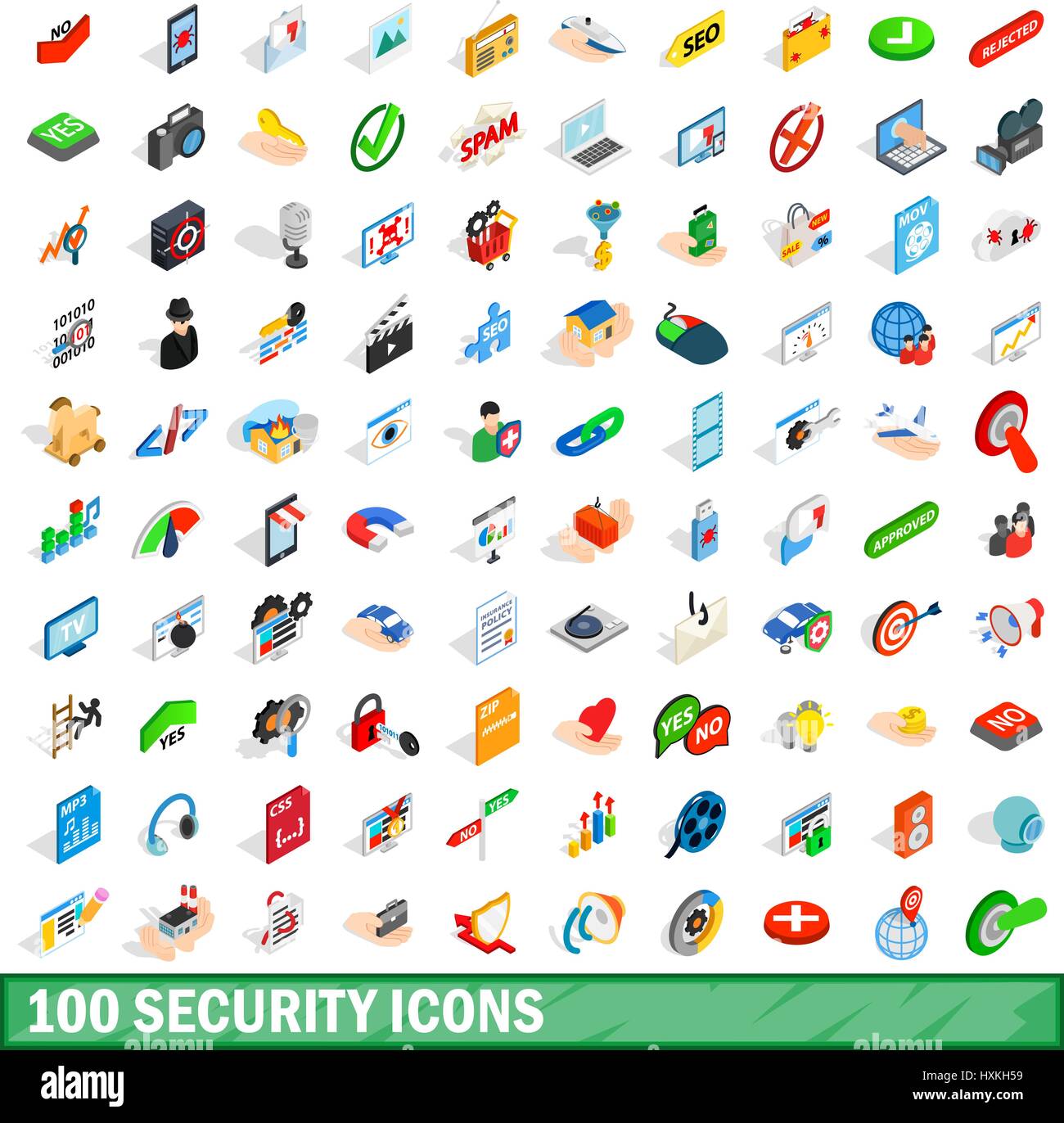 100 security icons set, isometric 3d style Stock Vector Image & Art - Alamy