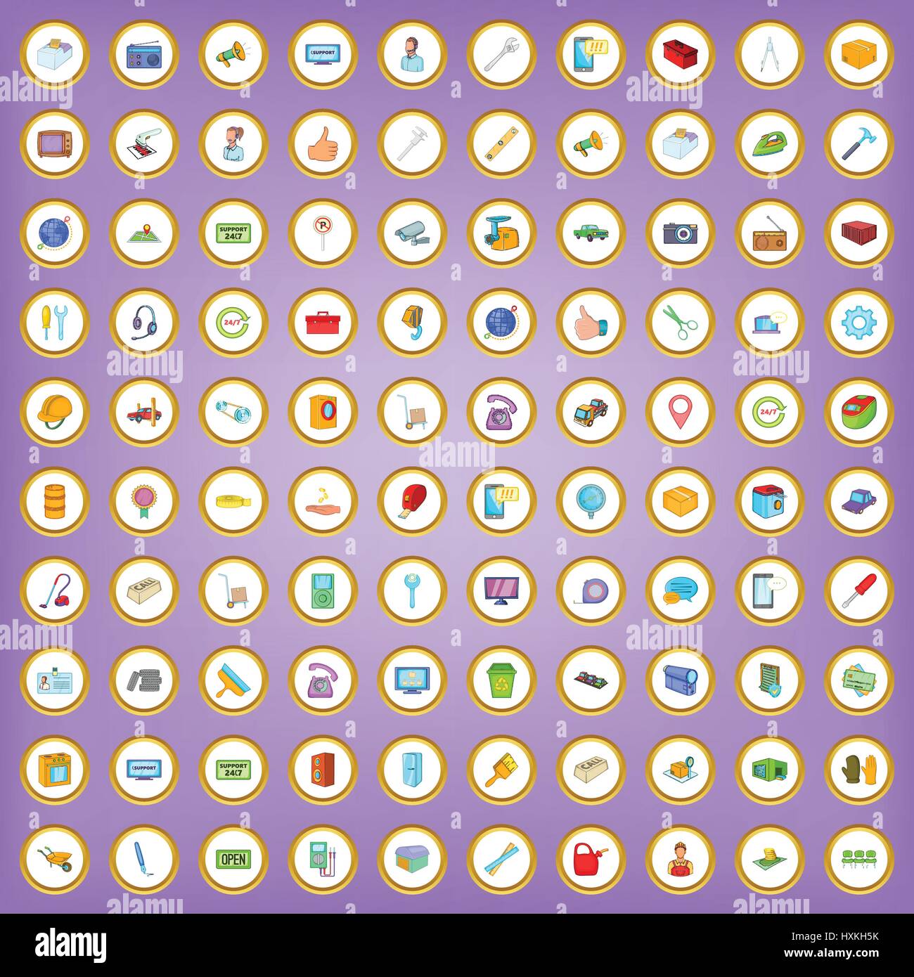 100 service icons set in cartoon style Stock Vector Image & Art - Alamy