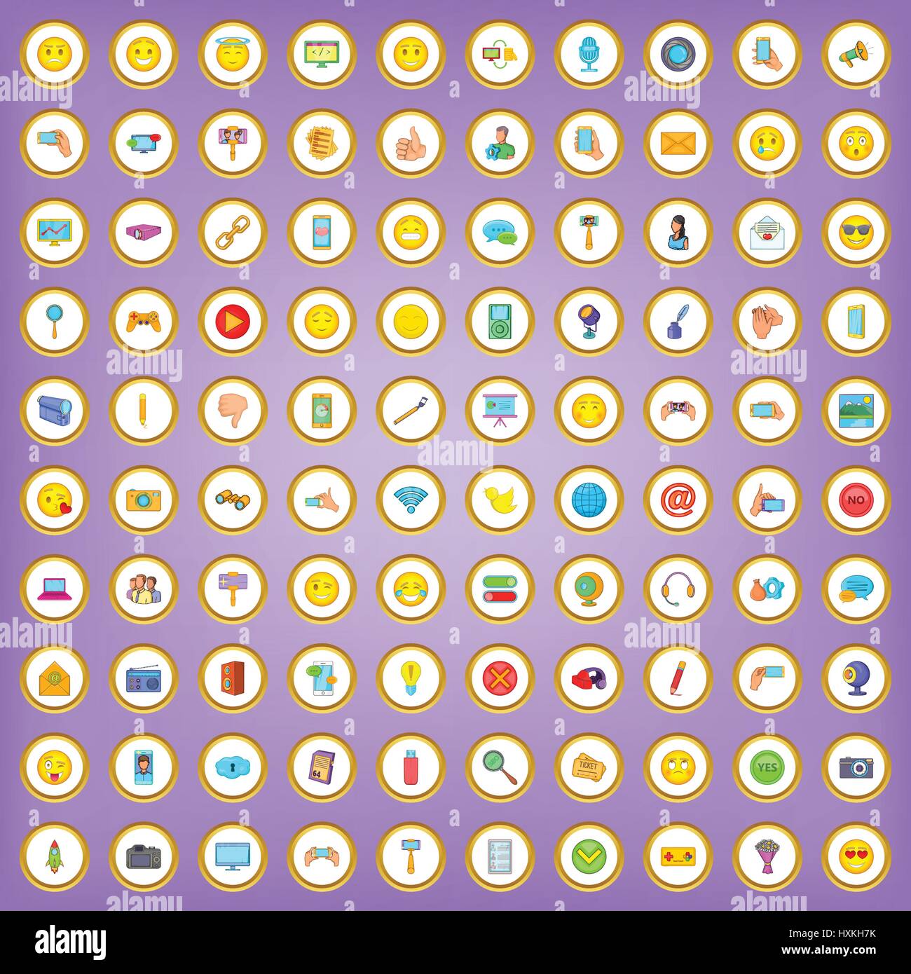 100 social media icons set in cartoon style Stock Vector Image & Art ...