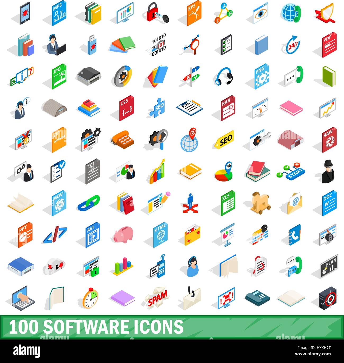 100 software icons set, isometric 3d style Stock Vector Image & Art - Alamy