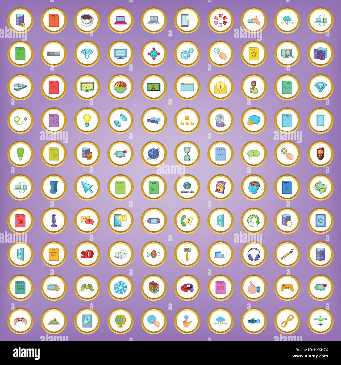 100 software icons set in cartoon style Stock Vector Image & Art - Alamy