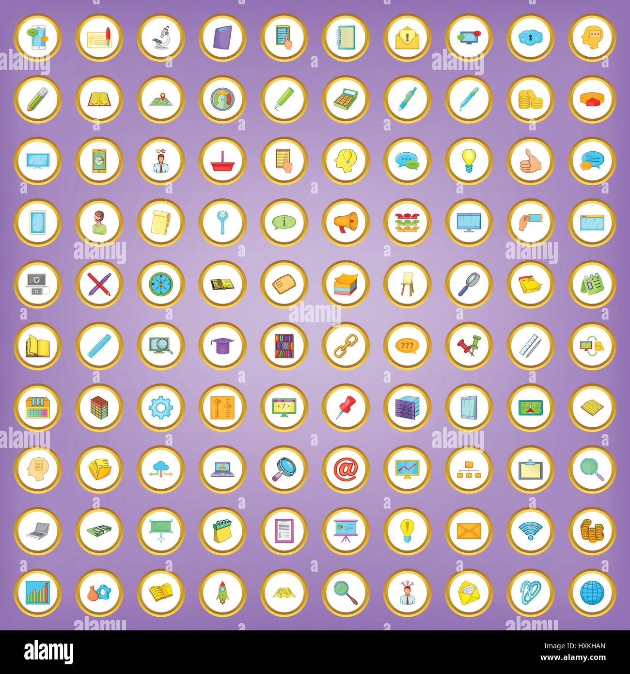 100 statistic data icons set in cartoon style Stock Vector Image & Art ...