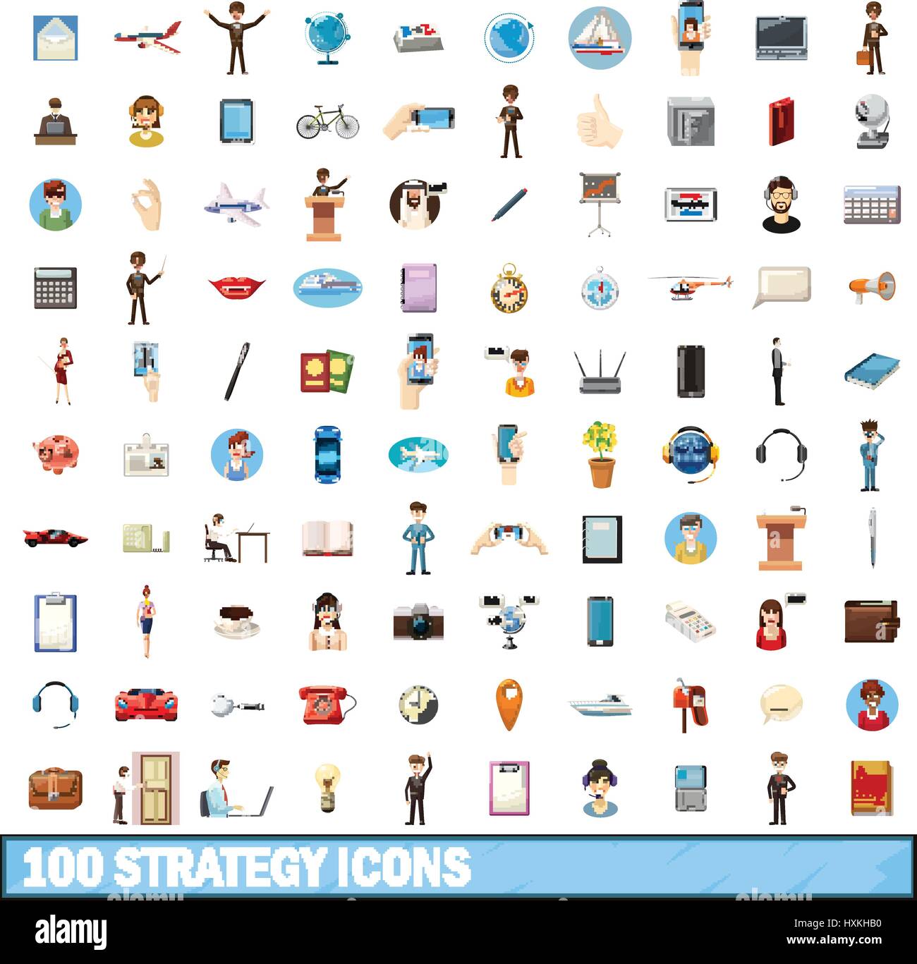 100 strategy icons set, cartoon style Stock Vector Image & Art - Alamy