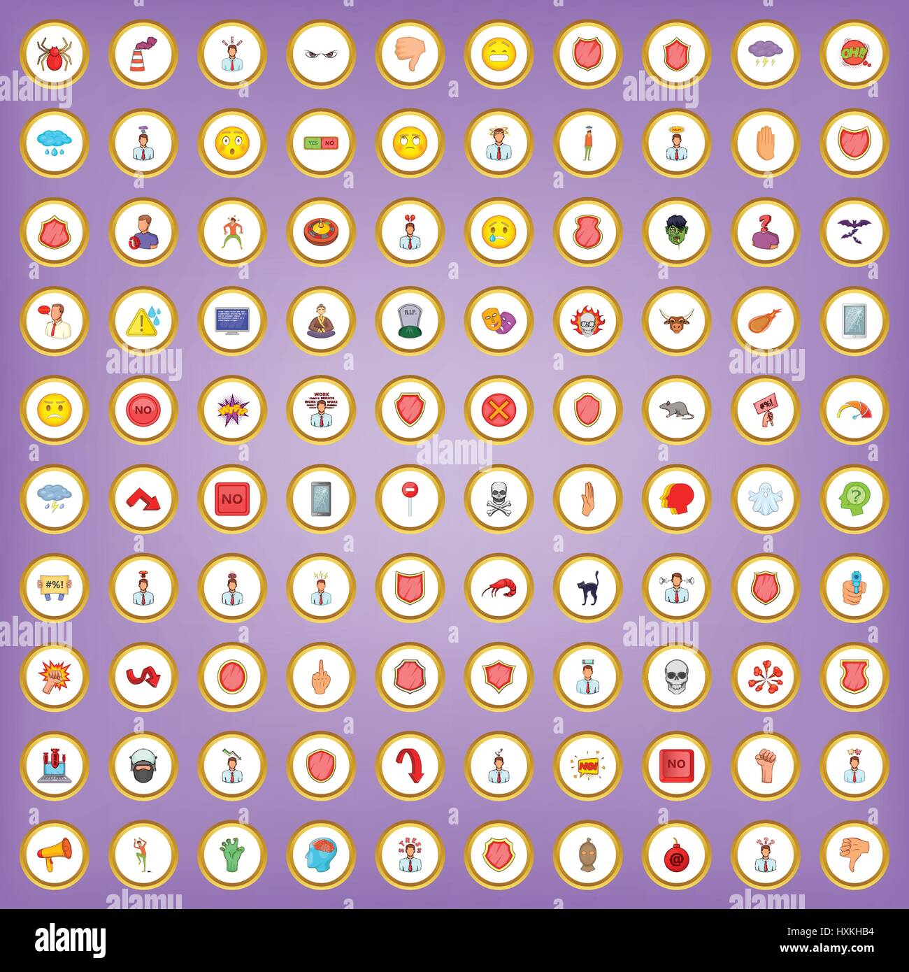 100 stress icons set in cartoon style Stock Vector Image & Art - Alamy