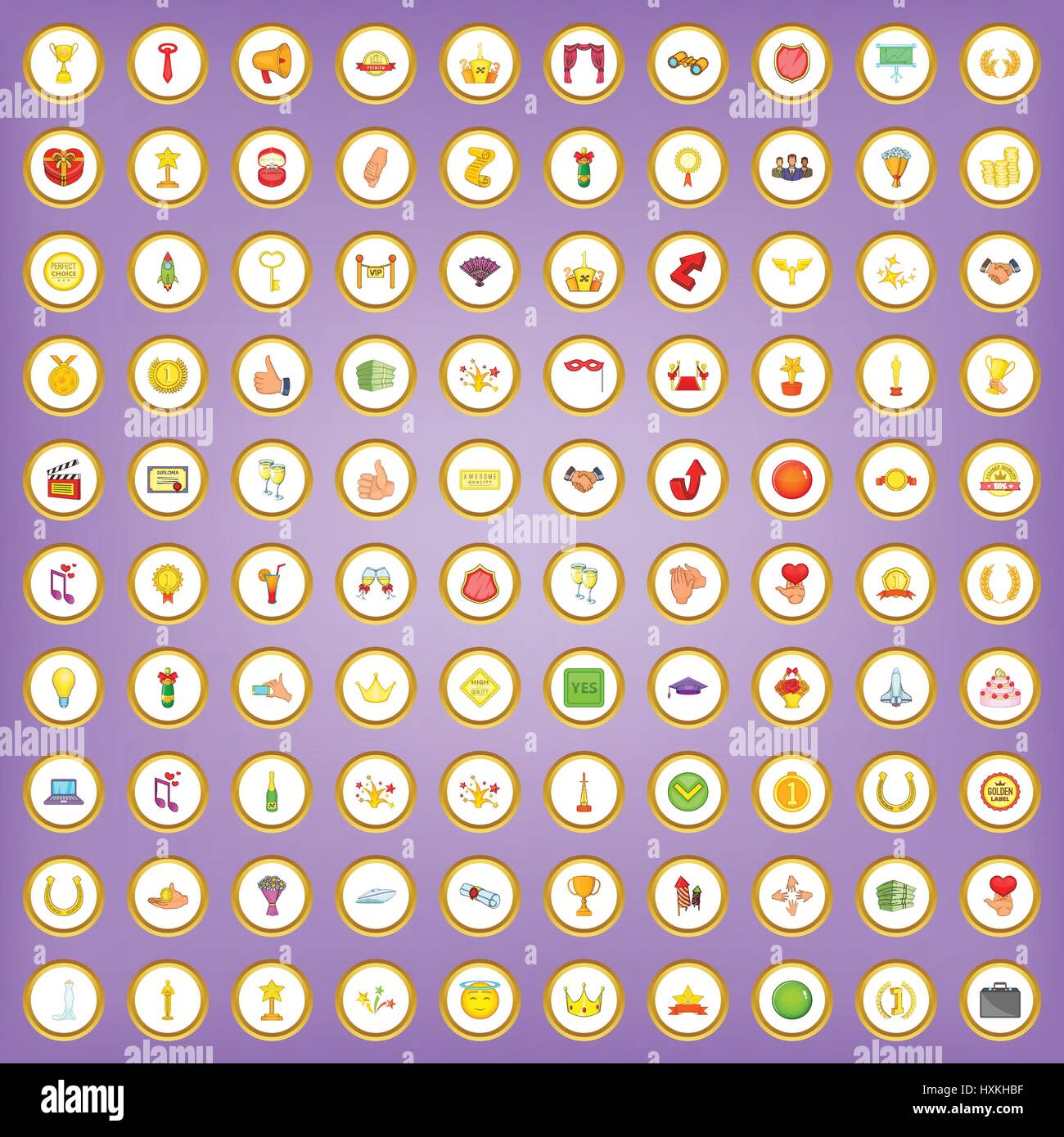 100 success icons set in cartoon style Stock Vector Image & Art - Alamy