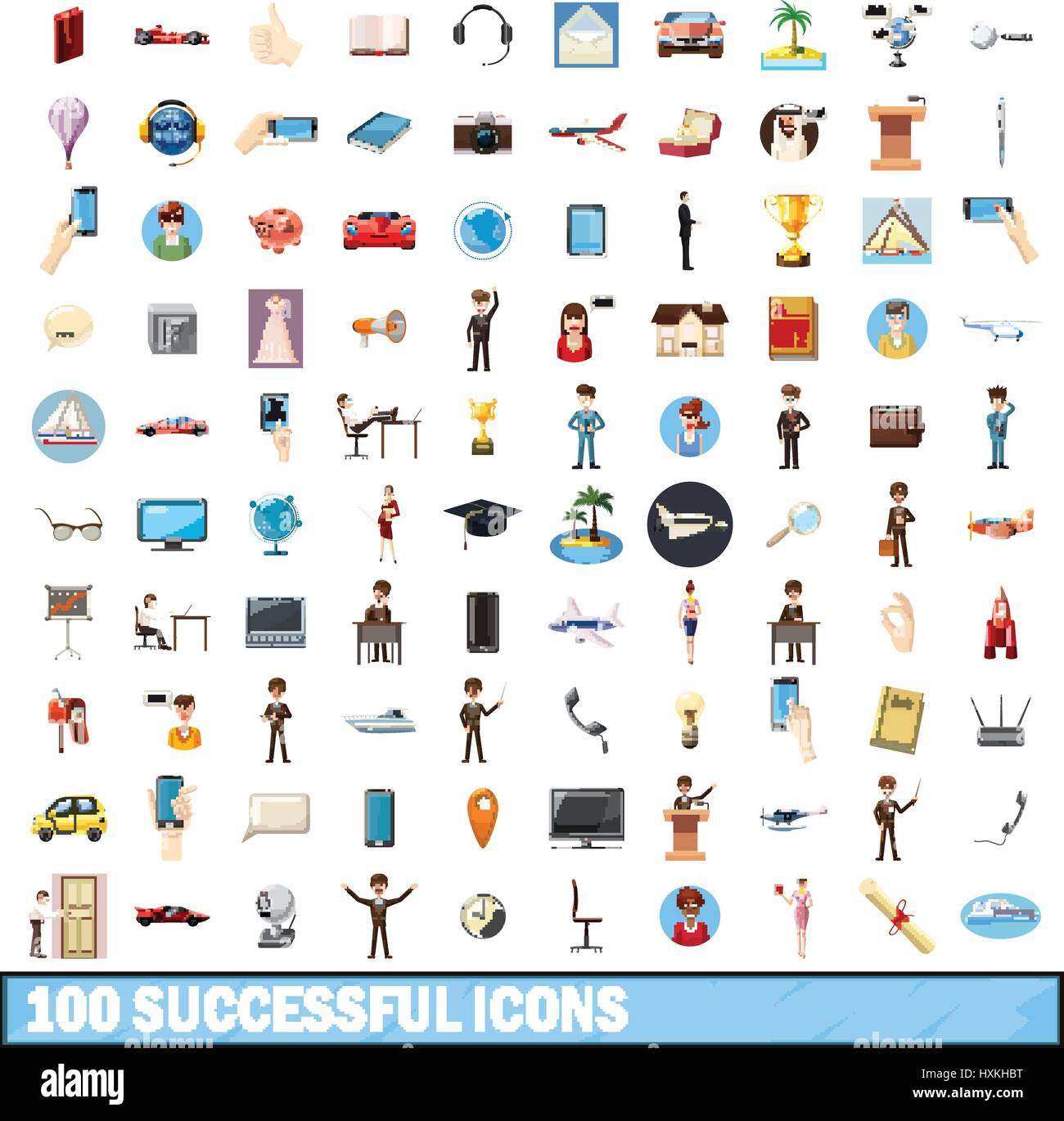 100 successful icons set, cartoon style Stock Vector Image & Art - Alamy