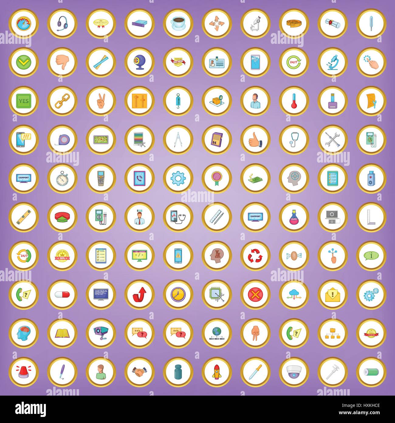 100 support icons set in cartoon style Stock Vector Image & Art - Alamy