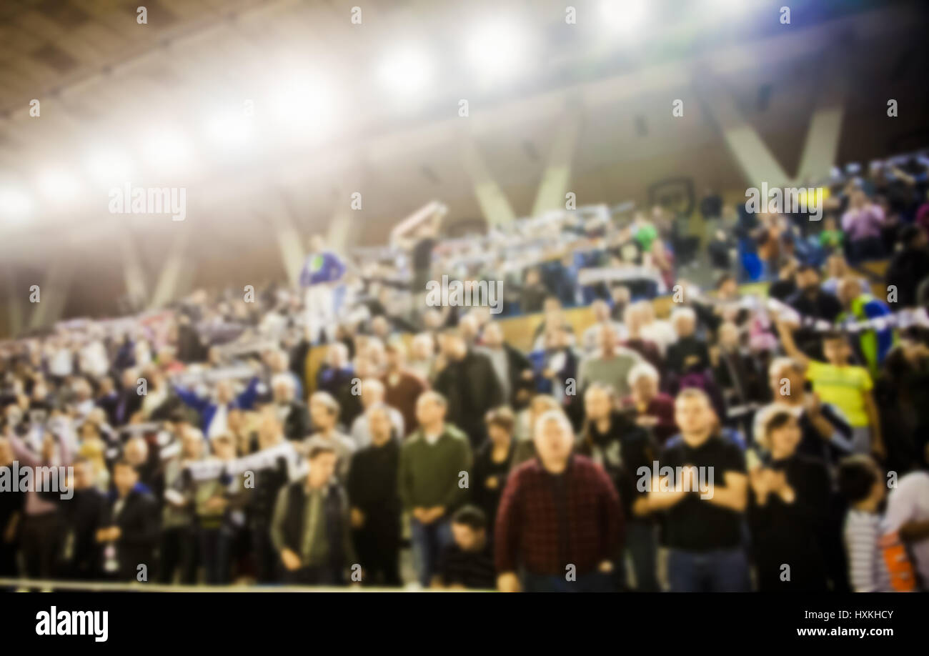 blurred background of crowd of people in a basketball court Stock Photo ...