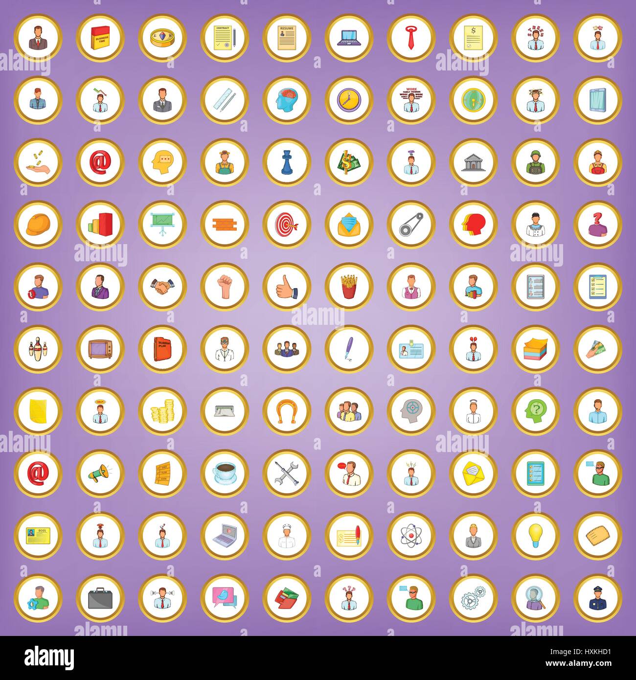 100 team building icons set in cartoon style Stock Vector Image & Art ...