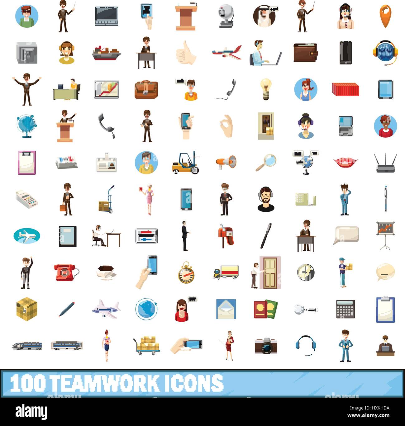 100 teamwork icons set, cartoon style Stock Vector Image & Art - Alamy