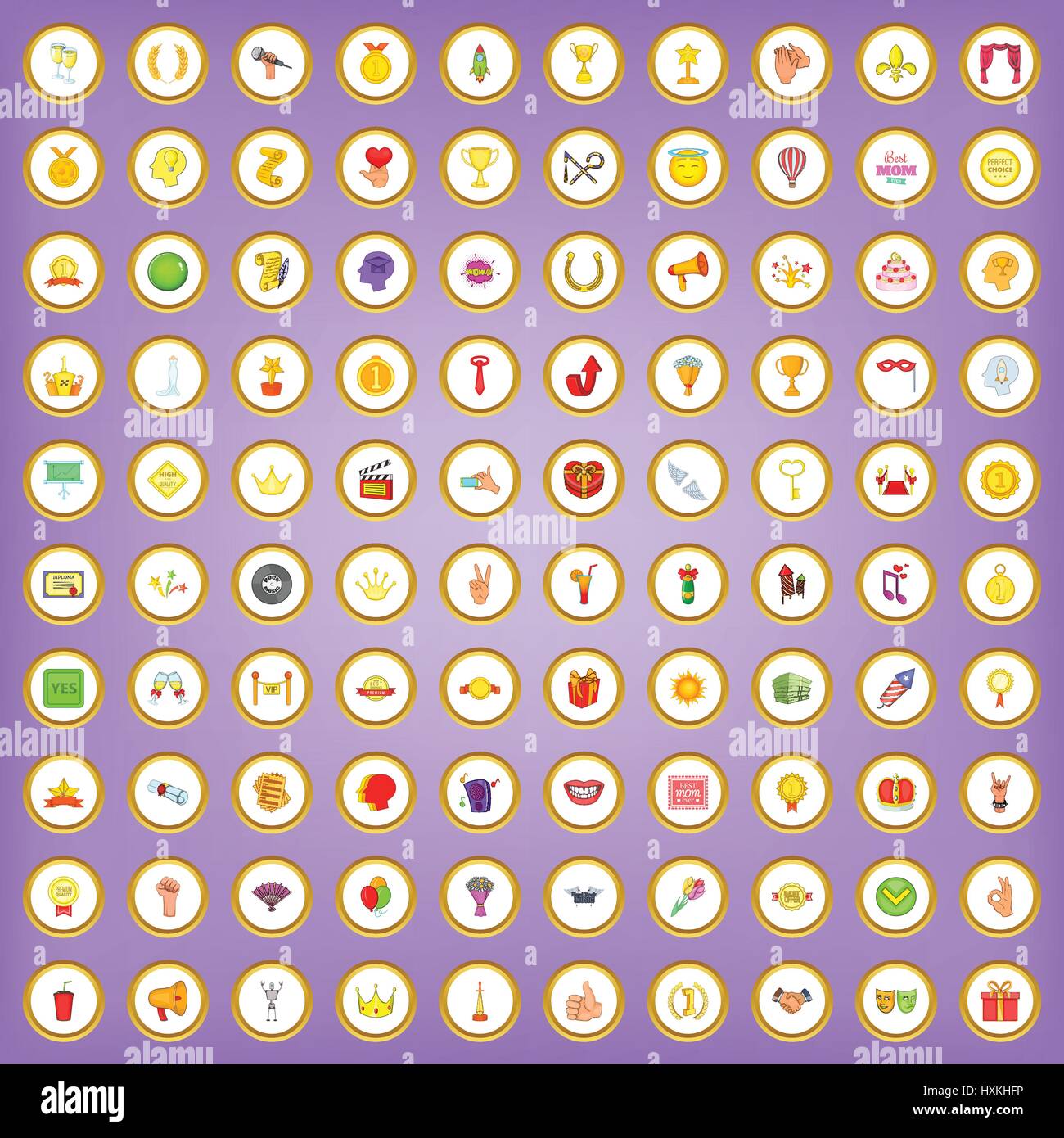 100 trophy and awards icons set in cartoon style Stock Vector Image ...