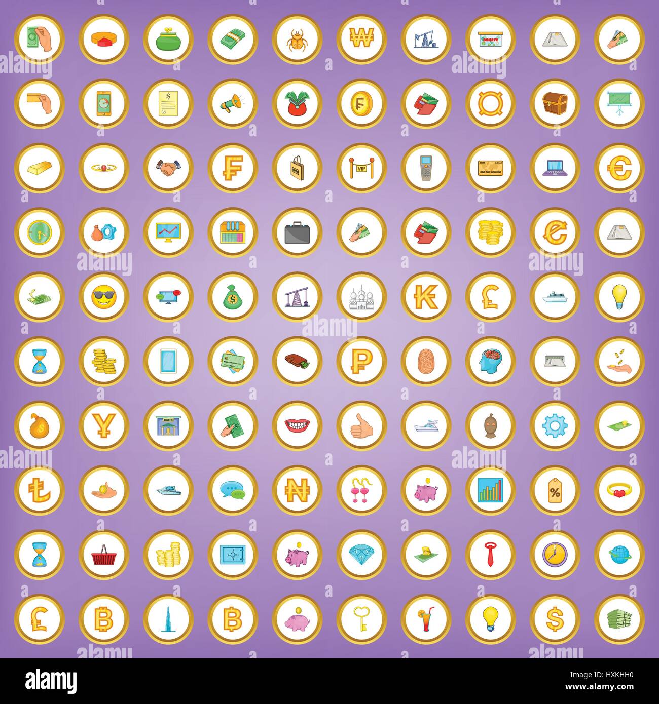 100 wealth icons set in cartoon style Stock Vector Image & Art - Alamy
