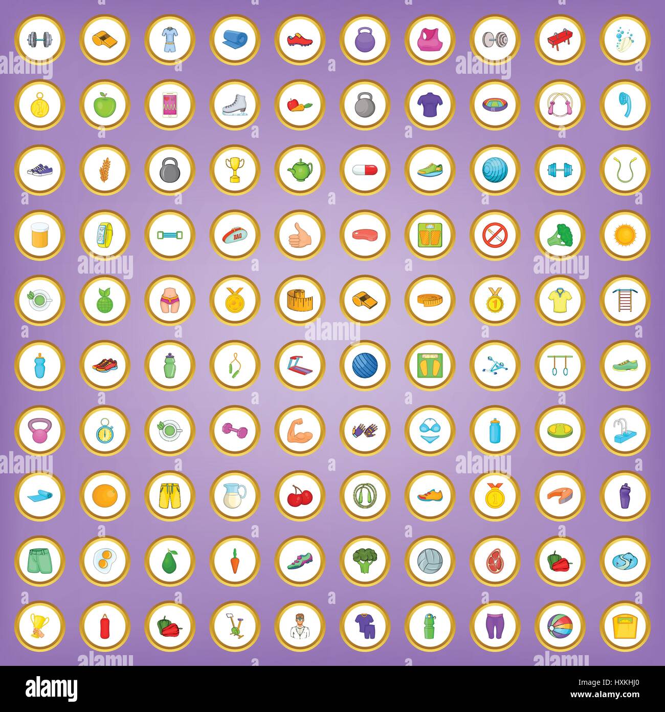 100 wellness icons set in cartoon style Stock Vector Image & Art - Alamy