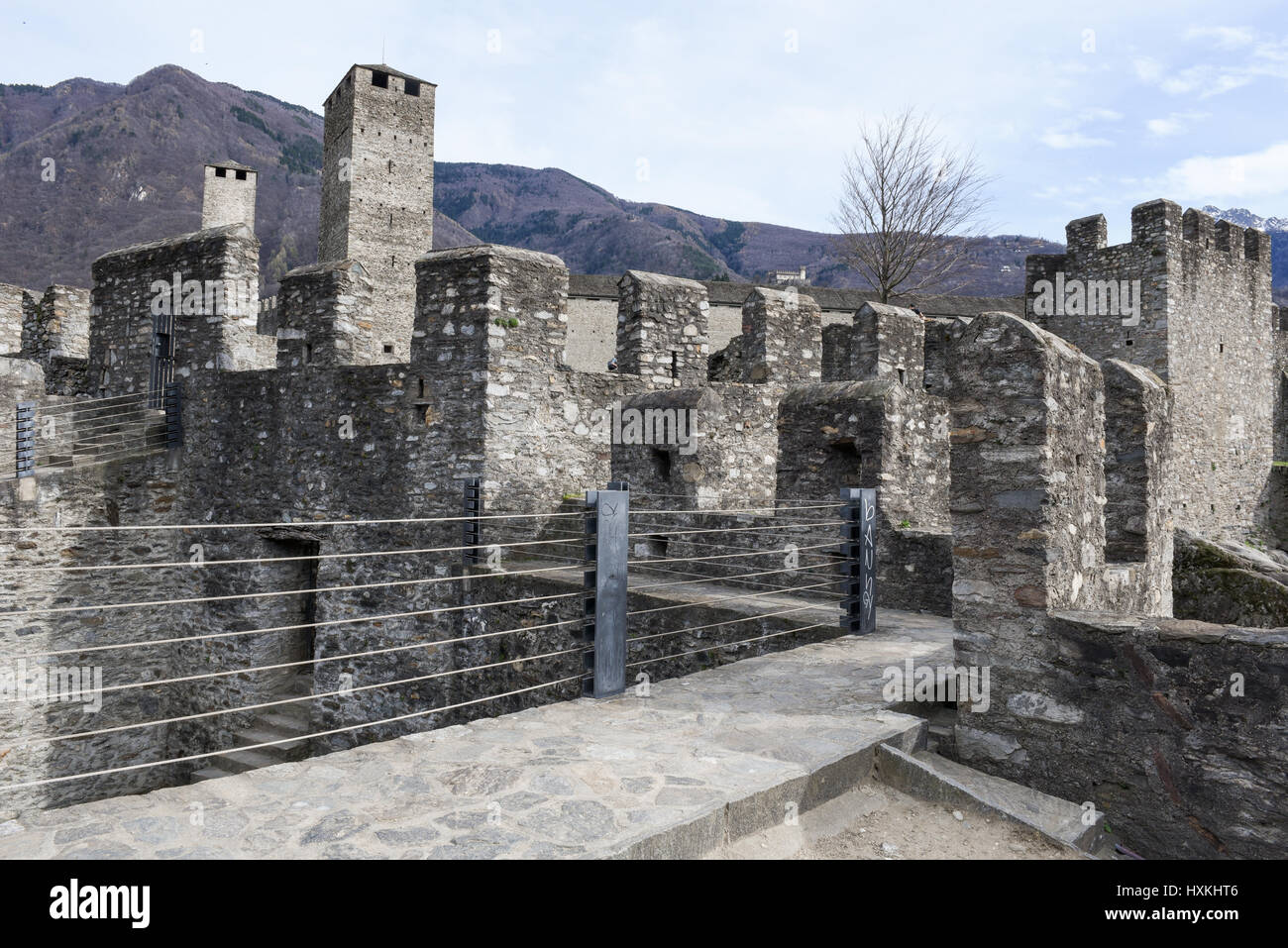 Castelgrande castle at Bellinzona on the Swiss alps, Unesco world ...