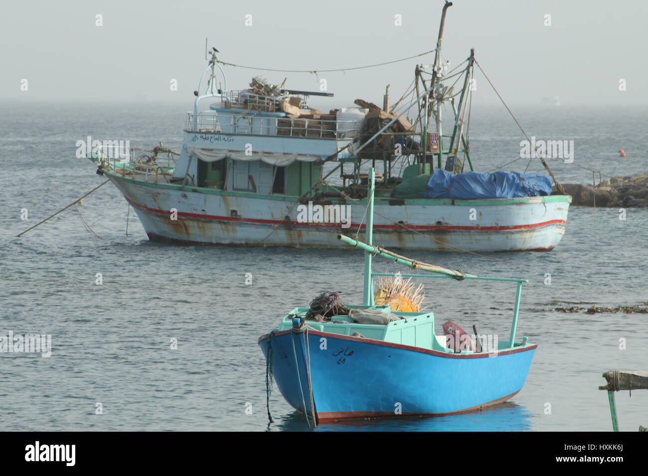 Fishing port areal views & Closeups Stock Photo - Alamy