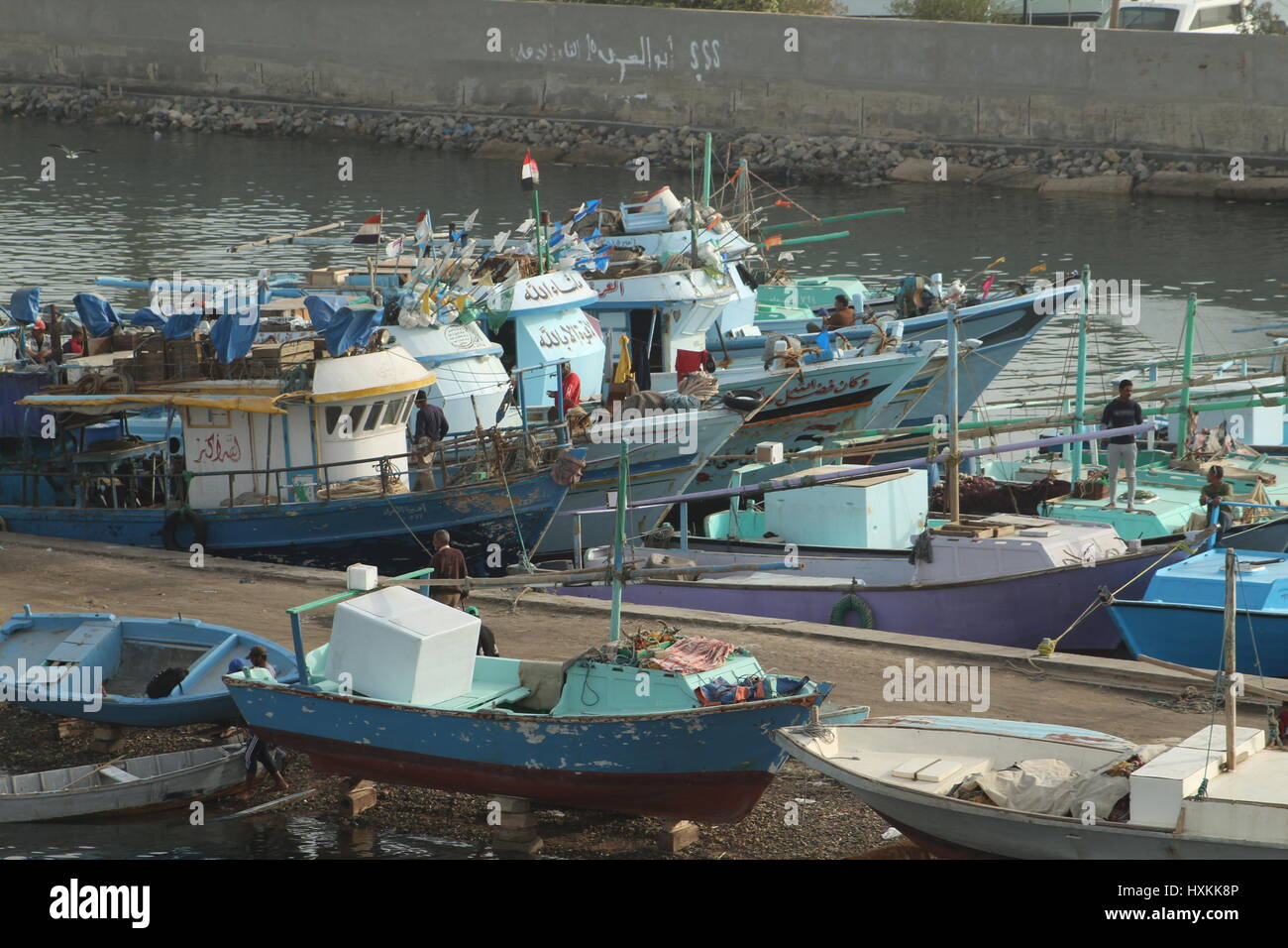 Fishing port areal views & Closeups Stock Photo - Alamy