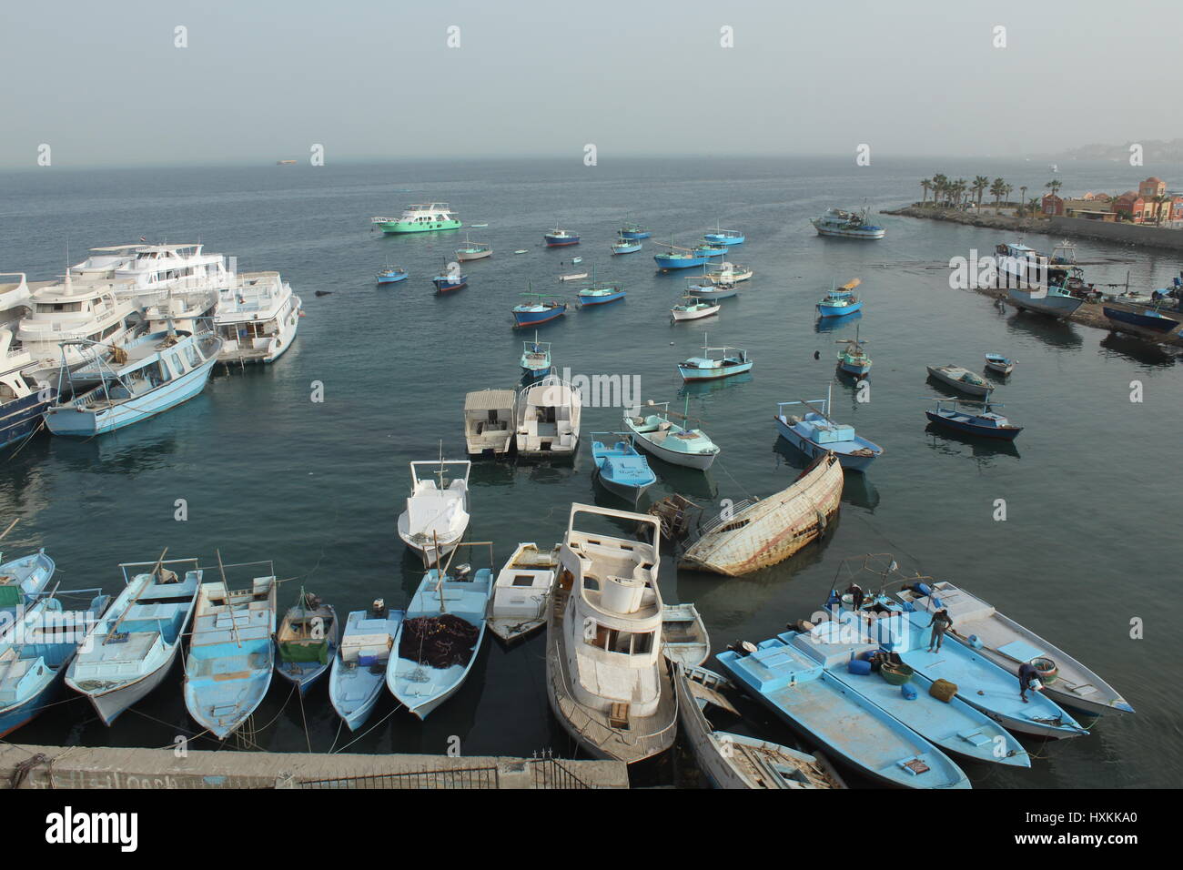 Fishing port areal views & Closeups Stock Photo - Alamy