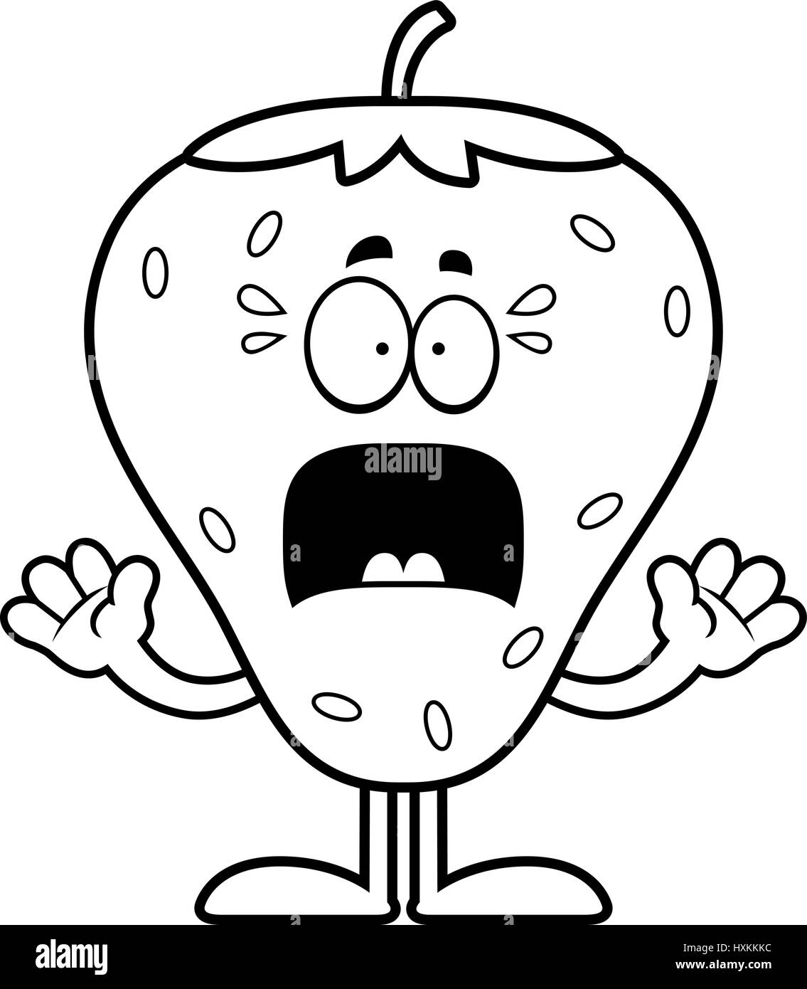 A cartoon illustration of a strawberry looking scared Stock Vector ...