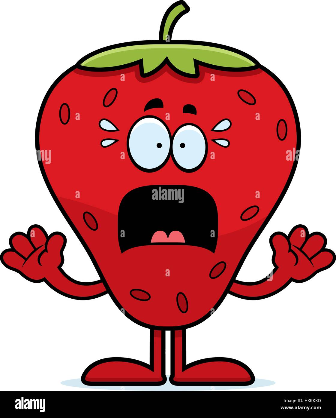A cartoon illustration of a strawberry looking scared Stock Vector ...