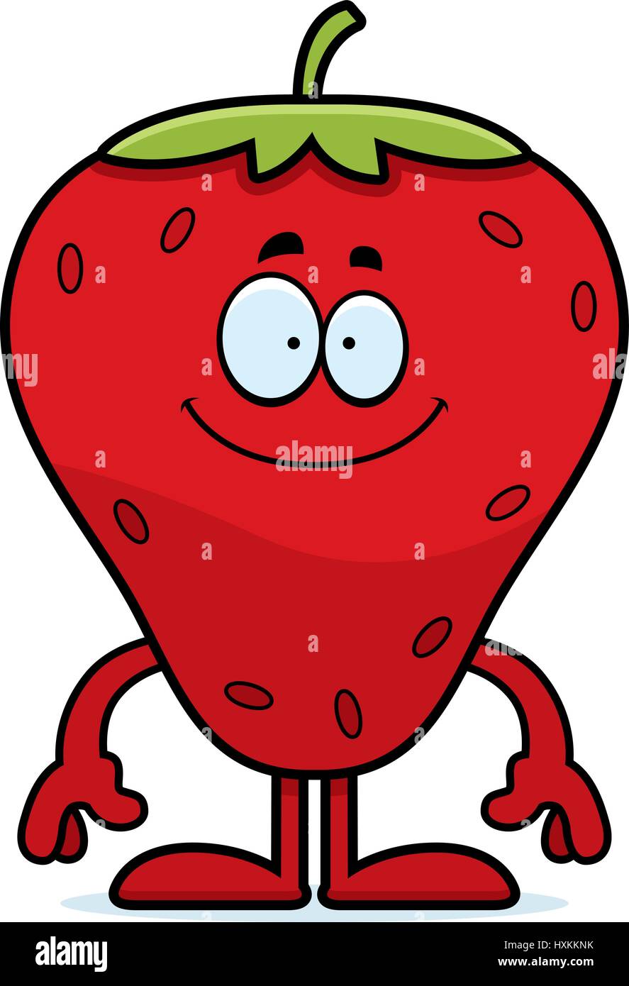 A cartoon illustration of a strawberry looking happy Stock Vector Image ...