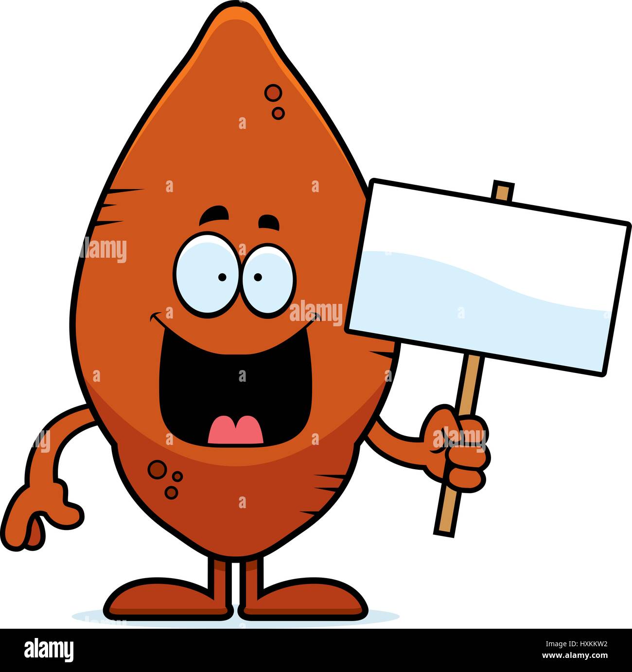 A cartoon illustration of a sweet potato holding a sign Stock Vector ...