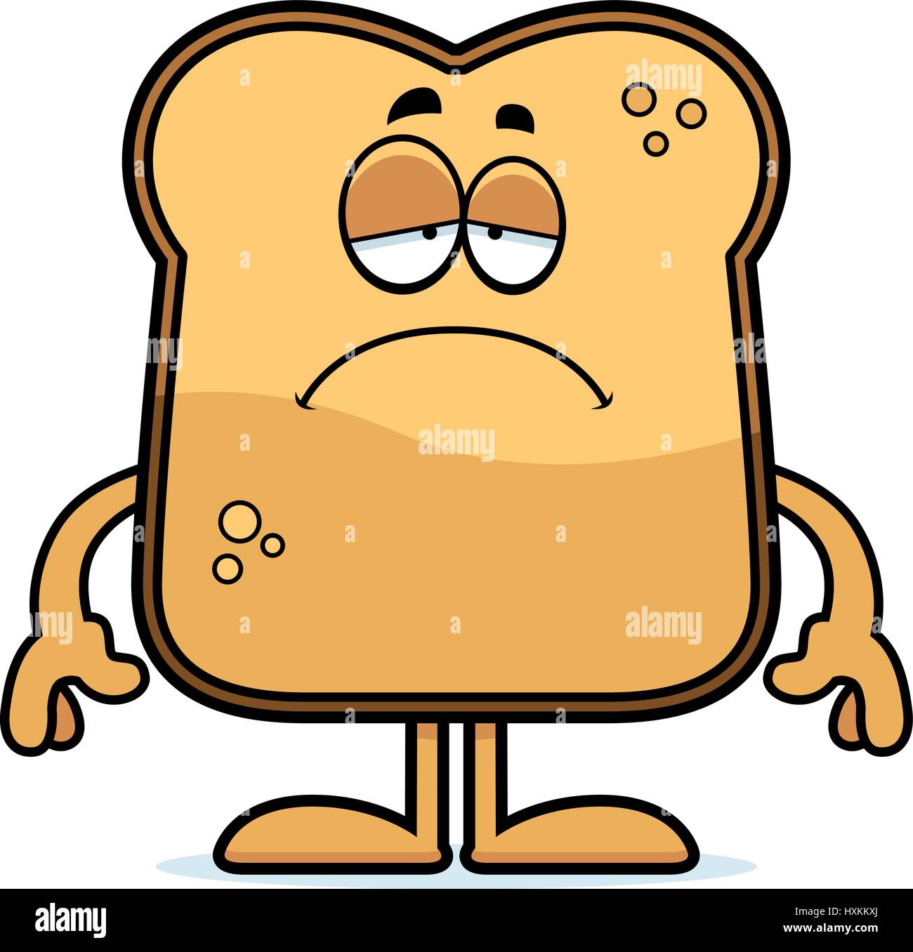 A cartoon illustration of a piece of toast looking sad Stock Vector ...
