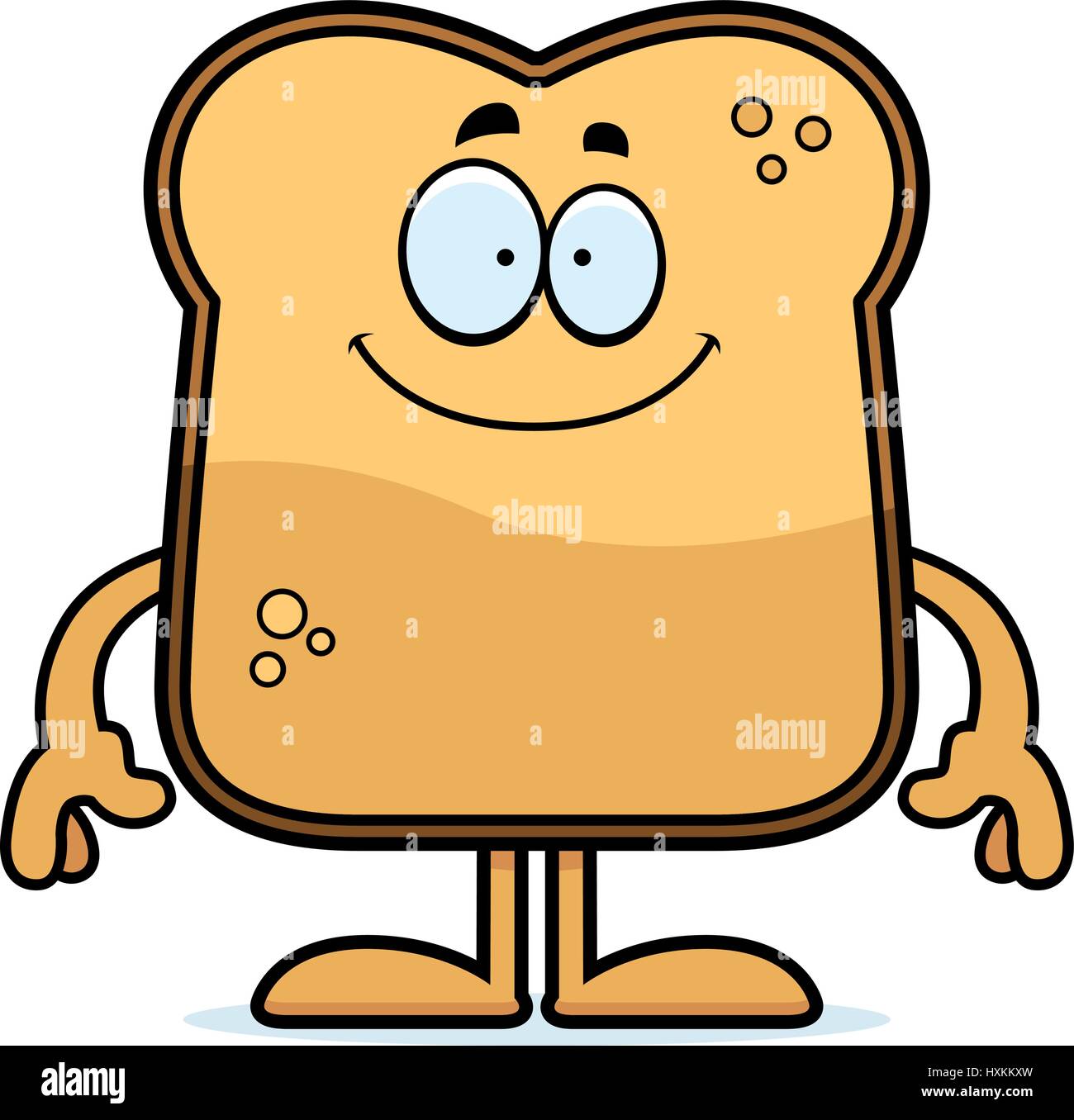 A cartoon illustration of a piece of toast looking happy Stock Vector ...