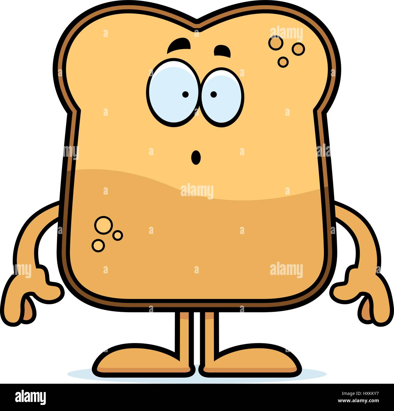 A cartoon illustration of a piece of toast looking surprised Stock ...