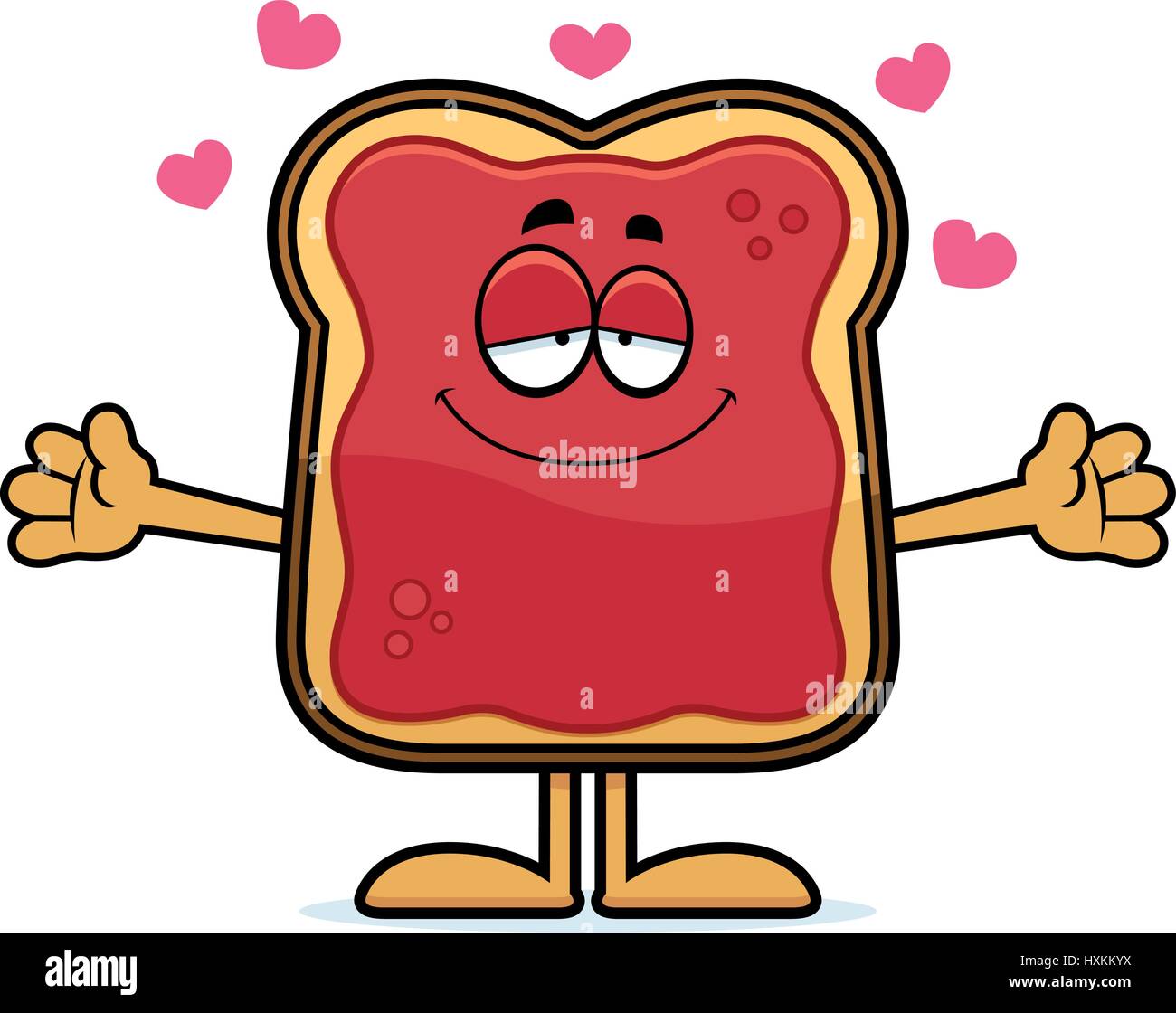 A cartoon illustration of a toast with jam ready to give a hug Stock ...