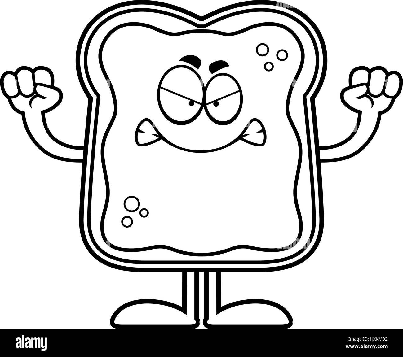 A cartoon illustration of a toast with jam looking angry Stock Vector ...