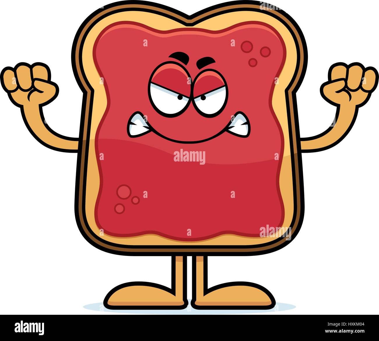 A cartoon illustration of a toast with jam looking angry Stock Vector ...