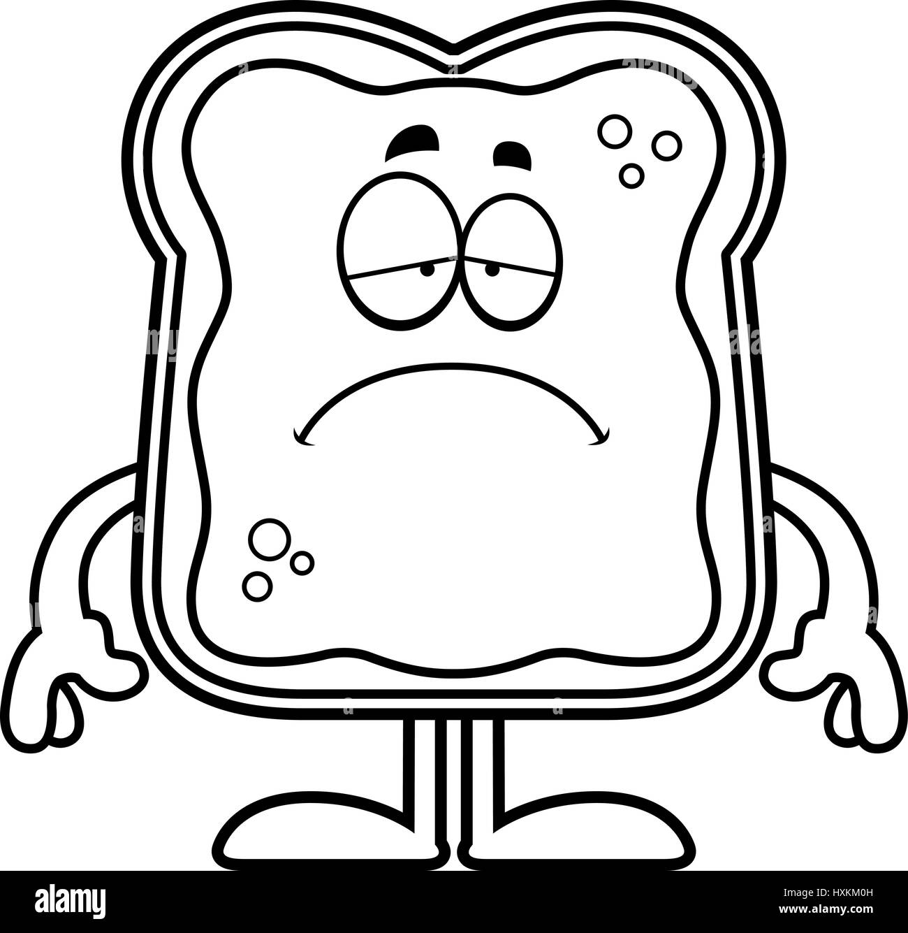 A cartoon illustration of a toast with jam looking sad Stock Vector ...