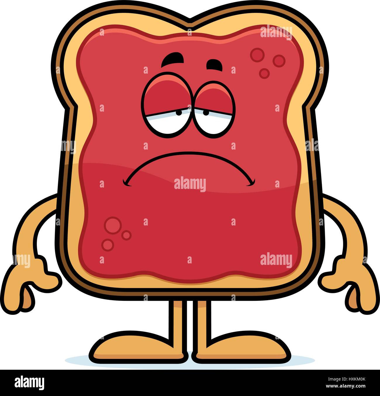 A cartoon illustration of a toast with jam looking sad Stock Vector ...