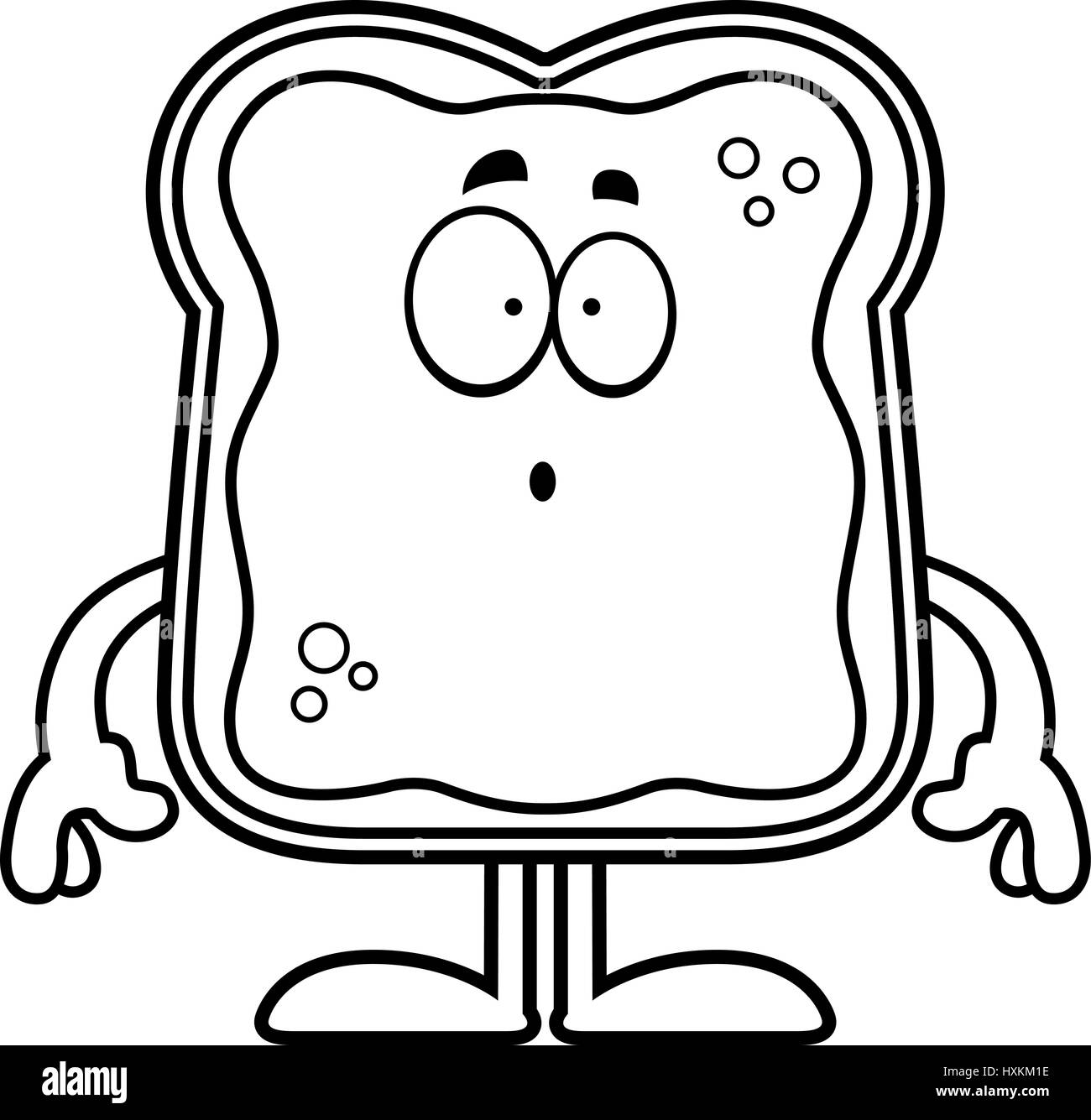 A cartoon illustration of a toast with jam looking surprised Stock ...