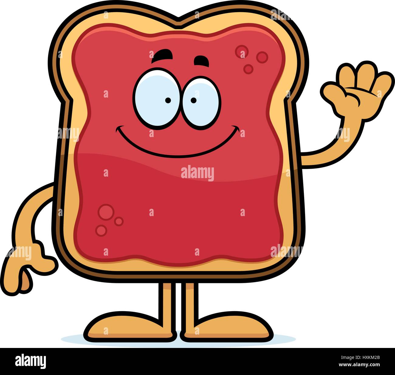 A cartoon illustration of a toast with jam waving Stock Vector Image ...