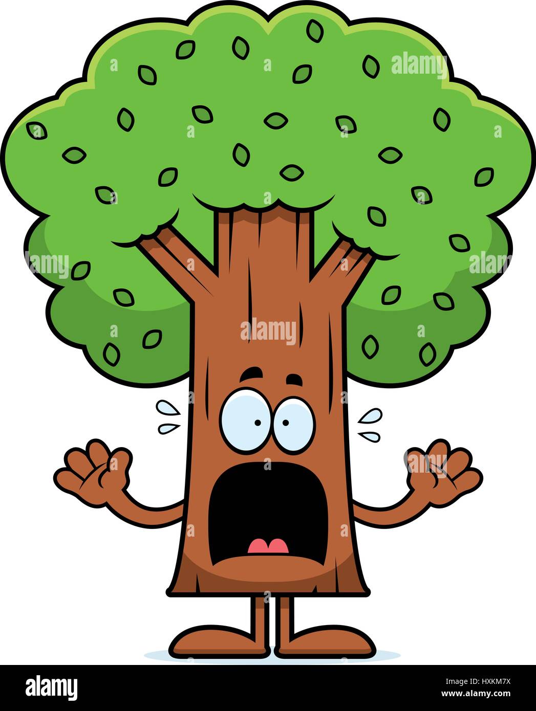 A cartoon illustration of a tree looking scared Stock Vector Image ...