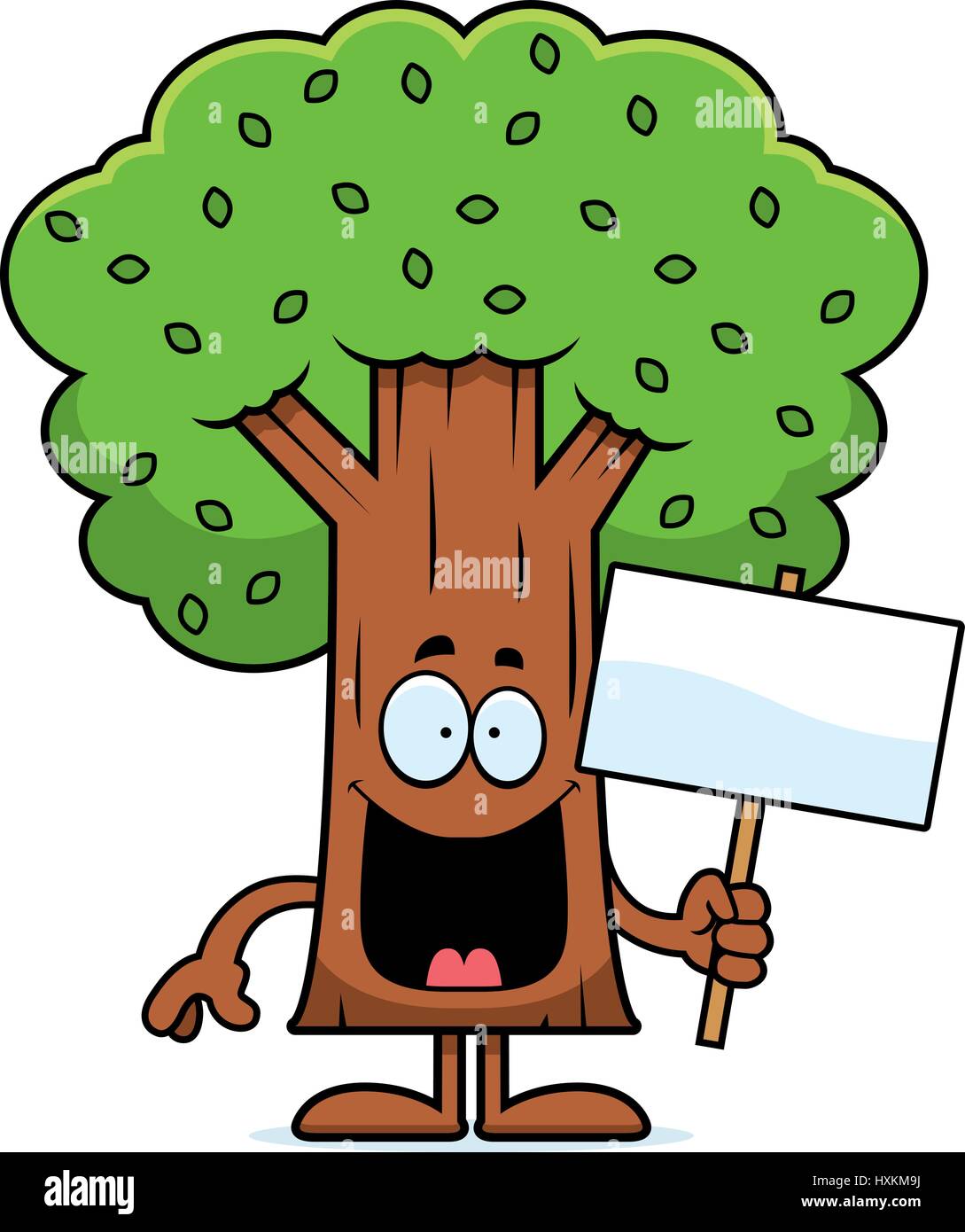 A cartoon illustration of a tree holding a sign Stock Vector Image ...