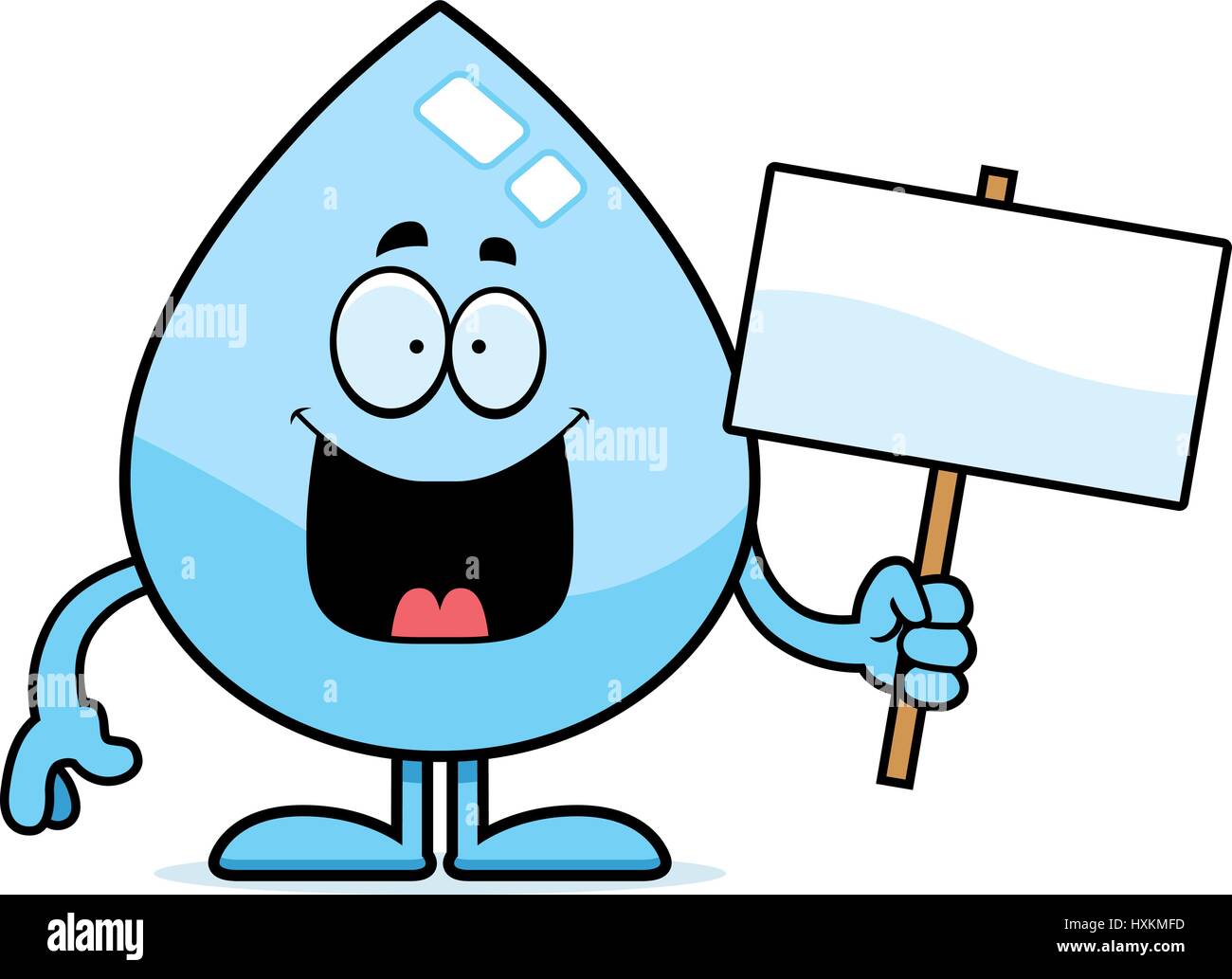 A cartoon illustration of a water drop holding a sign Stock Vector ...