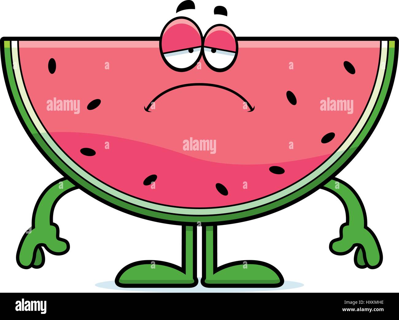 A cartoon illustration of a watermelon looking sad Stock Vector Image ...
